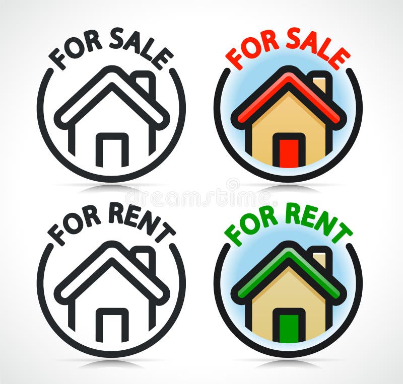 Vector Rent and Sale House Icon Stock Vector - Illustration of ...