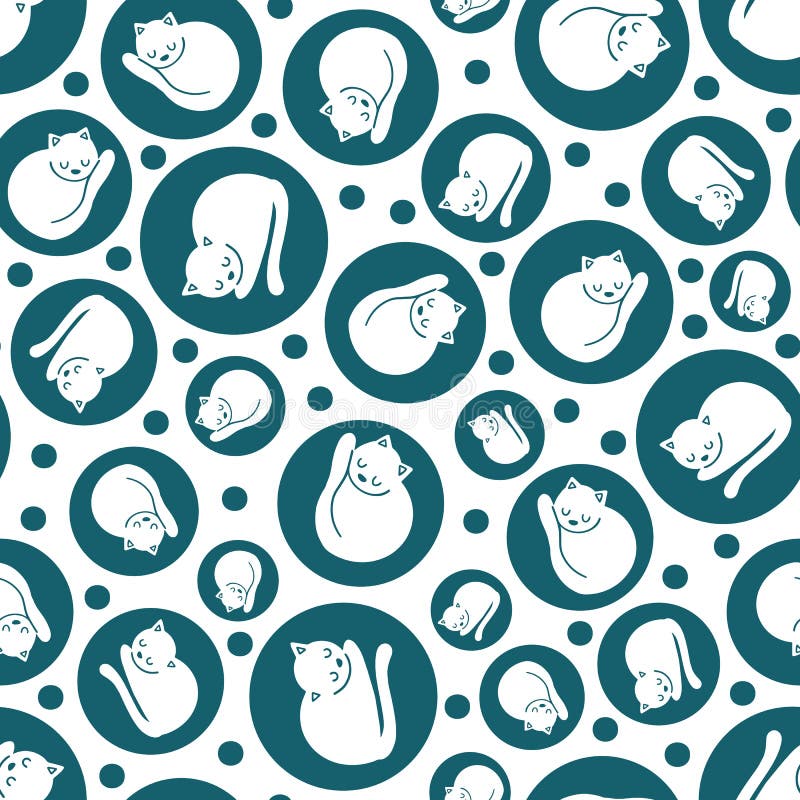 Vector Repeat Pattern with Cute Sleeping Cats Stock Illustration ...