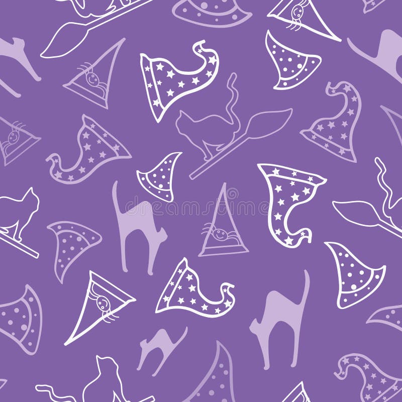 Vector Light Purple Halloween Seamless Pattern Background. Can Be Used ...