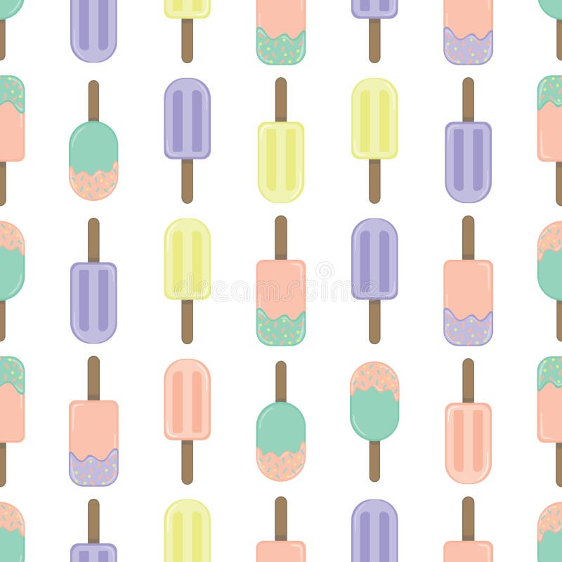 Vector Ice Cream Repeat Seamless Pattern. Pastel Colors Stock ...