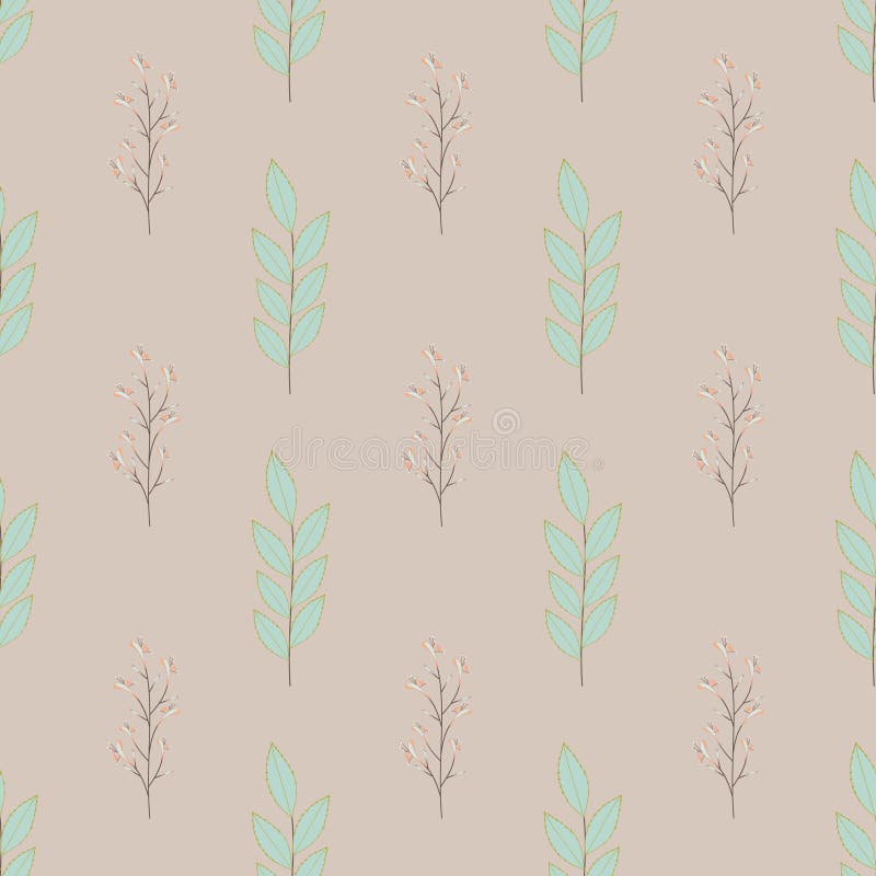 Vector Repeat Seamless Pattern with Small Flowers and Leaves Stock ...