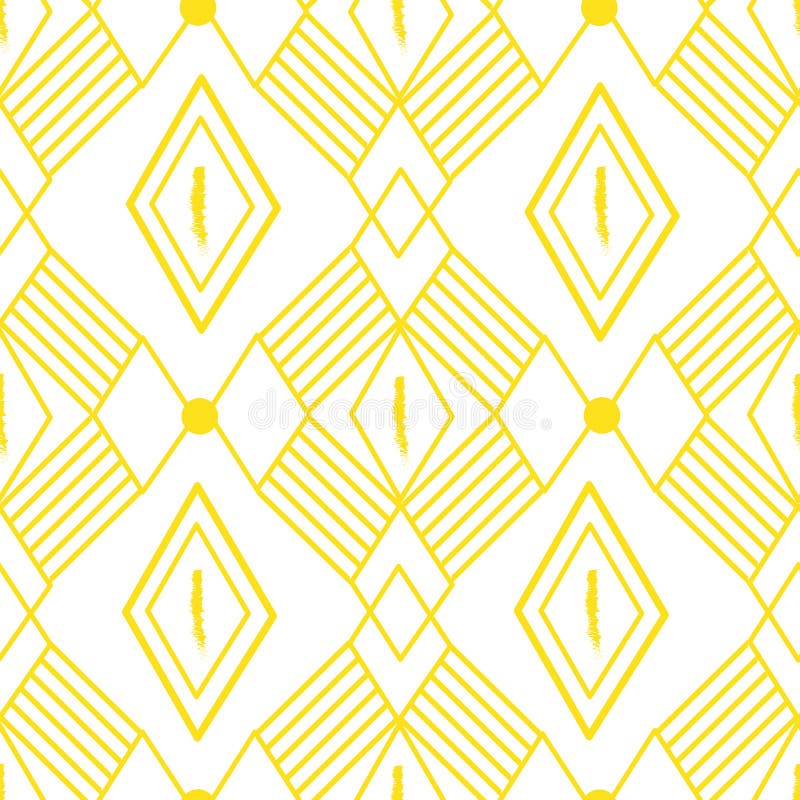 Vector Repeating Pattern, Art Deco Rhombus with Stripe, Outlines ...
