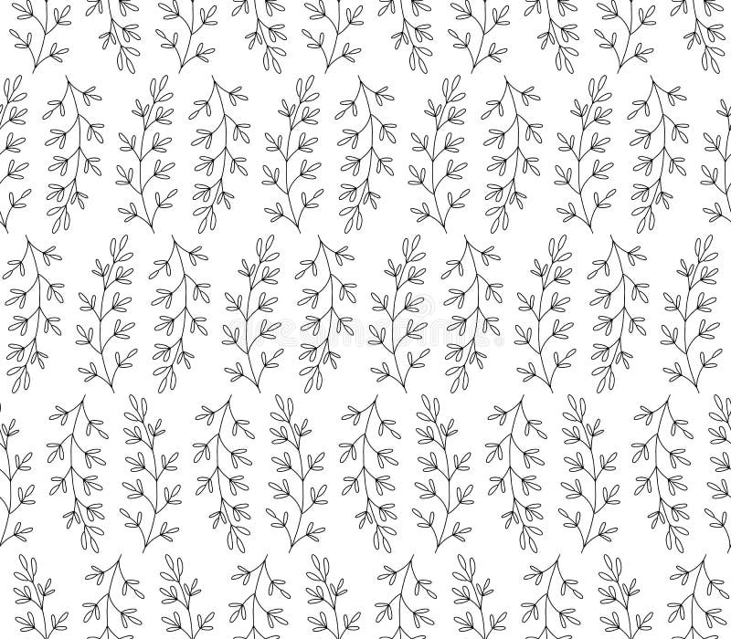 Vector Repeating Texture with Branches. Seamless Pattern with Hand ...