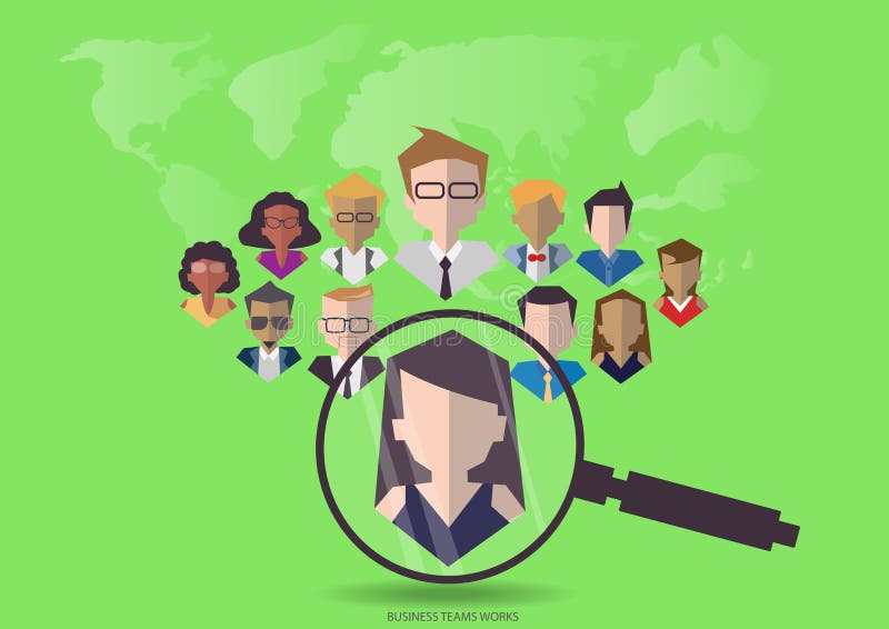 Vector Research People for Business Teams Worker with Vector World Map ...