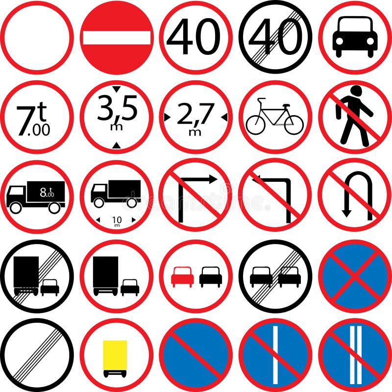 Vector Restrictive and Prohibitory Road Signs for Traffic Stock Vector ...