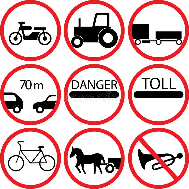 Vector Restrictive and Prohibitory Road Signs for Traffic Stock Vector ...