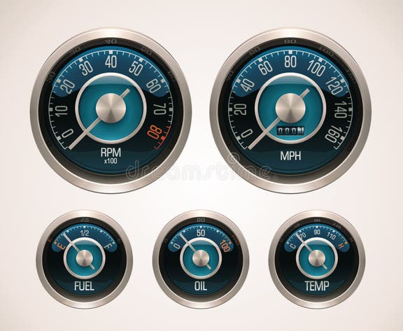 Vector retro car gauges stock vector. Illustration of item - 20444566