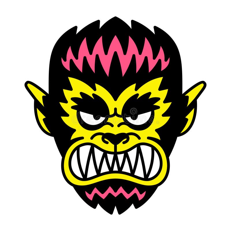 Vector Retro Cartoon Funny Werewolf Head Isolated Stock Vector ...