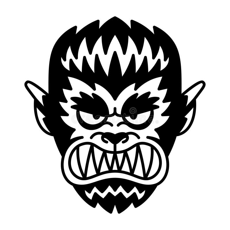 Vector Retro Cartoon Funny Werewolf Head Isolated Stock Vector ...