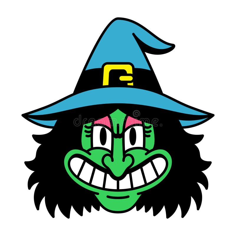 Vector Retro Cartoon Funny Witch Head Isolated Stock Vector ...