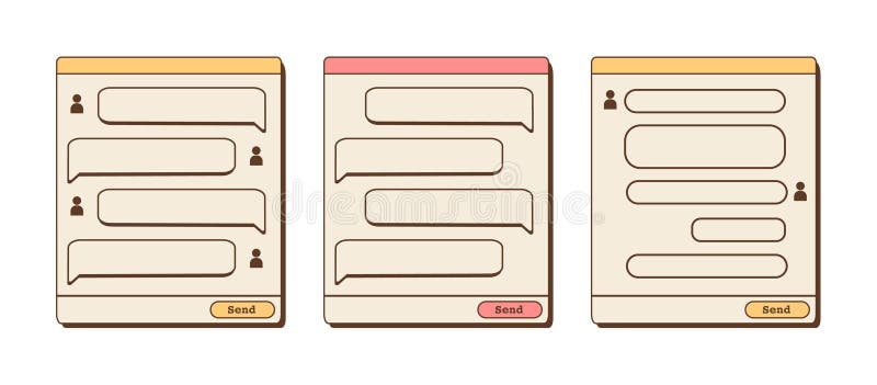 Vector Retro Chat Windows with Speech Bubbles and User Icon. Nostalgic ...