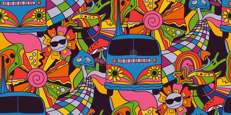 Psychedelic Bus Stock Illustrations – 206 Psychedelic Bus Stock ...