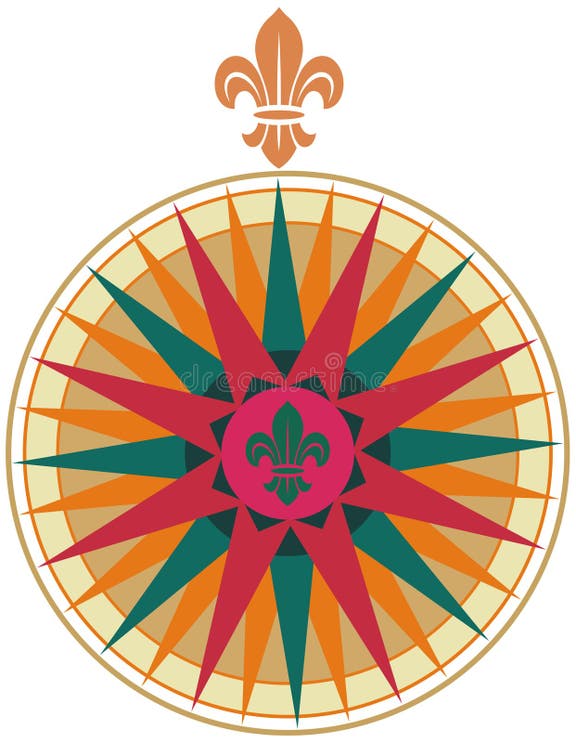 Vector Retro Compass with Fleur-de-lis Stock Vector - Illustration of ...
