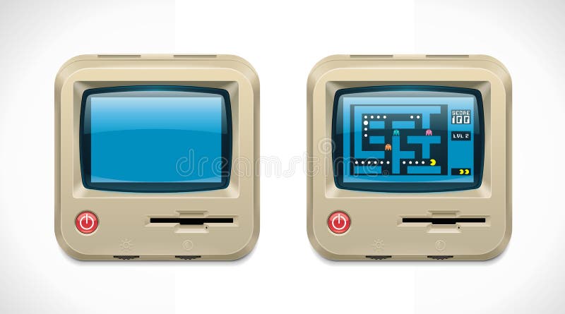 Vector Retro Computer Square XXL Icon Stock Vector - Illustration of ...