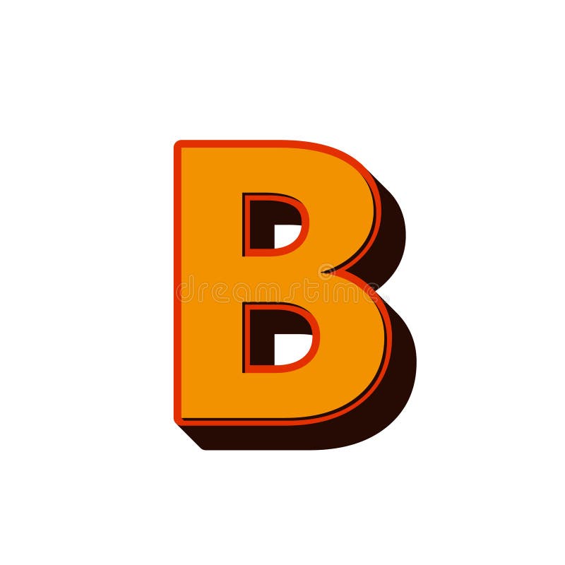 Vector Retro 3D Font with Shadow LETTER B Stock Illustration ...