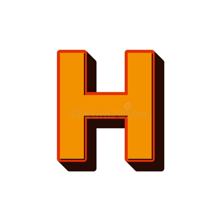 Vector Retro 3D Font with Shadow LETTER H Stock Illustration ...