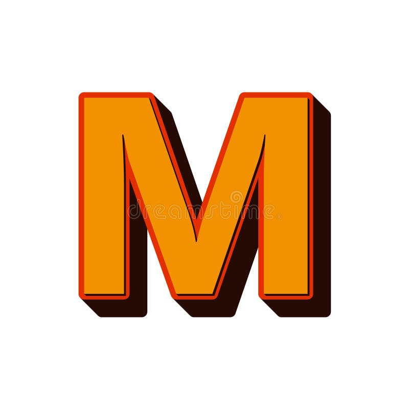 Vector Retro 3D Font with Shadow LETTER M Stock Illustration ...