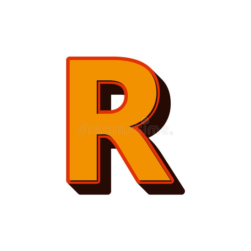 Vector Retro 3D Font with Shadow LETTER R Stock Illustration ...