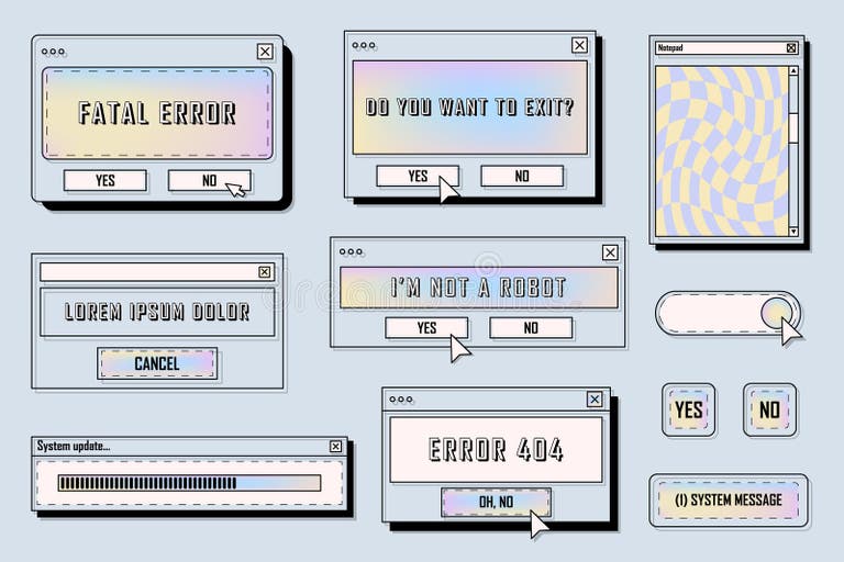 Vector Retro Digital Frames or 90s Message Window Stock Vector ...