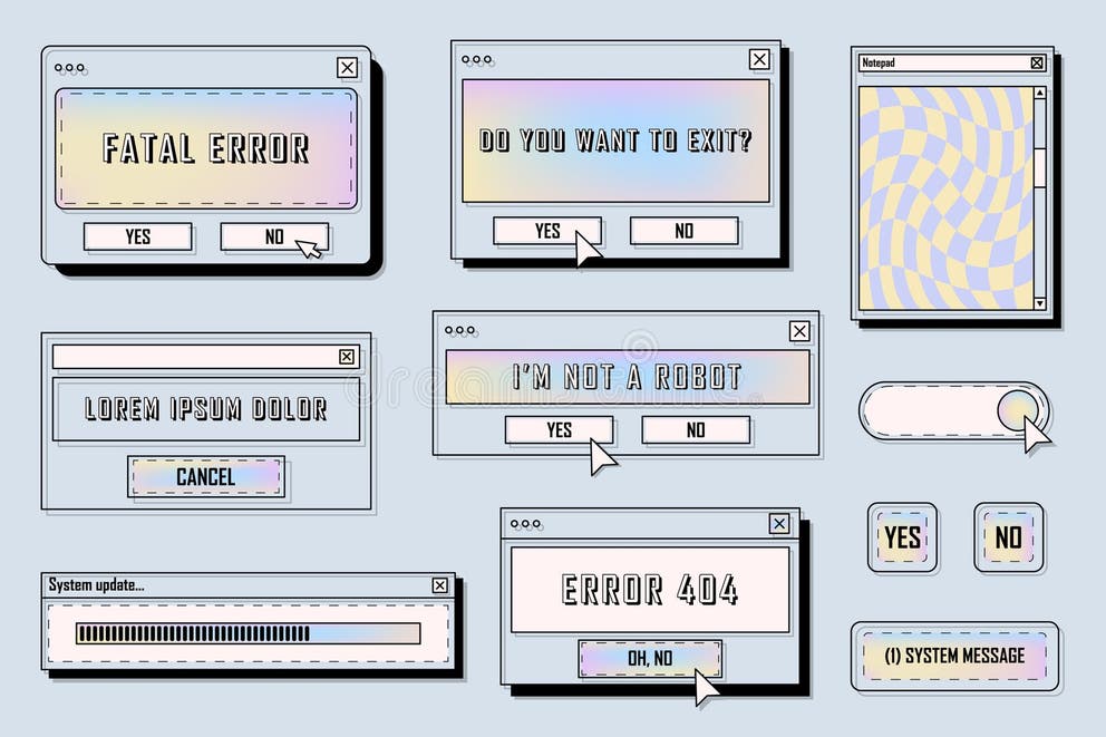 Vector Retro Digital Frames or 90s Message Window Stock Vector ...