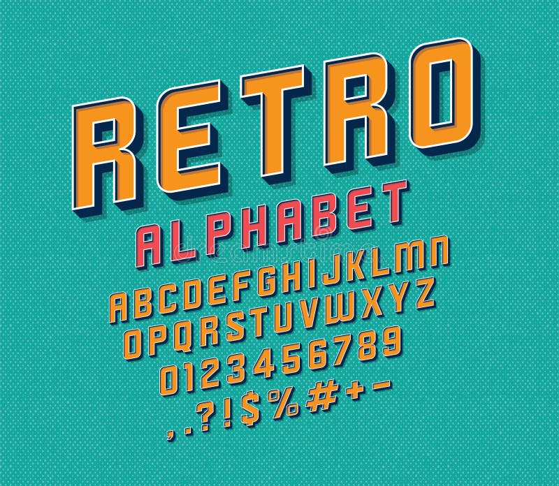 3d retro font stock vector. Illustration of design, color - 141823190
