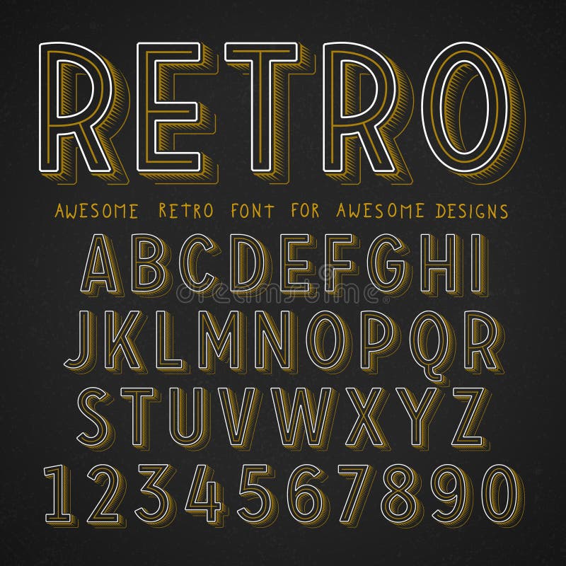 Vector Vintage 3D Font with Shadow Stock Vector - Illustration of ...