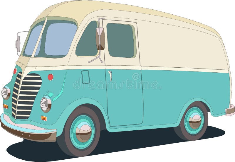 Vector Retro Food Van, Color Illustrution, Cartoon Style Stock Vector ...