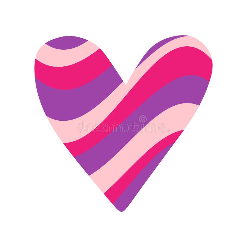 Vector Retro Groovy Pink Striped Heart Stock Vector - Illustration of ...