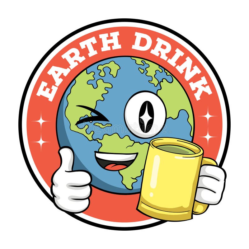 Vector Retro Illustration of Earth Holding a Glass Stock Vector ...