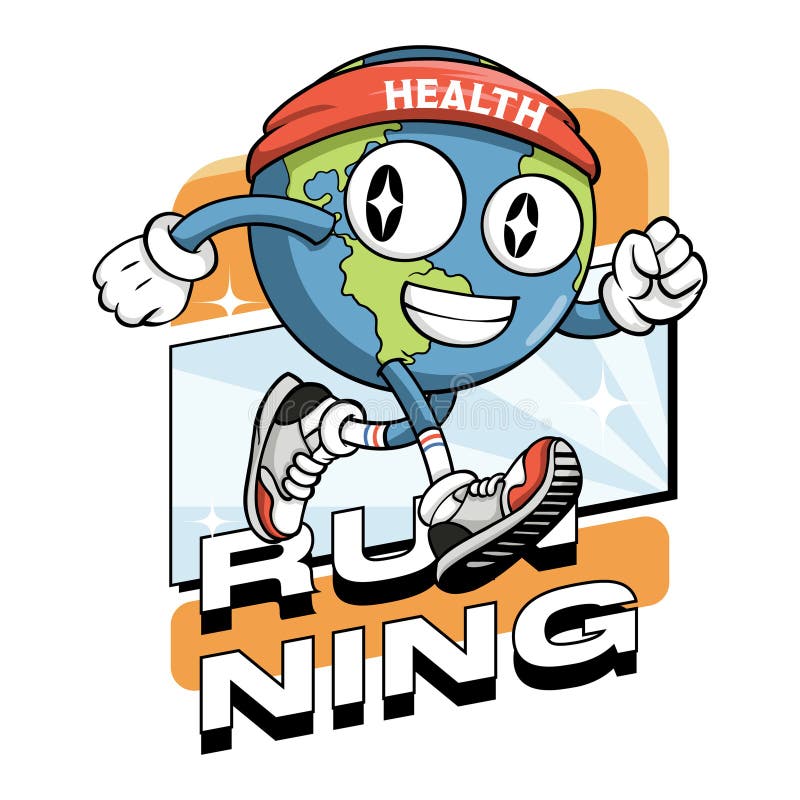 Vector Retro Illustration of Earth Running Exercise Stock Vector ...