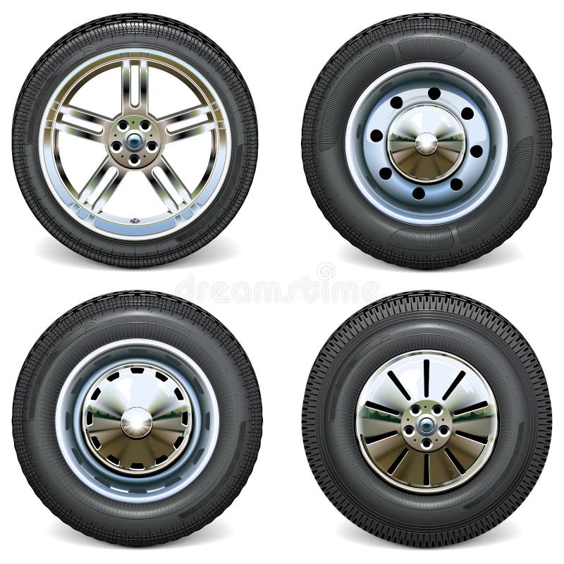 Vector Retro and Modern Car Wheels Side View Stock Vector ...