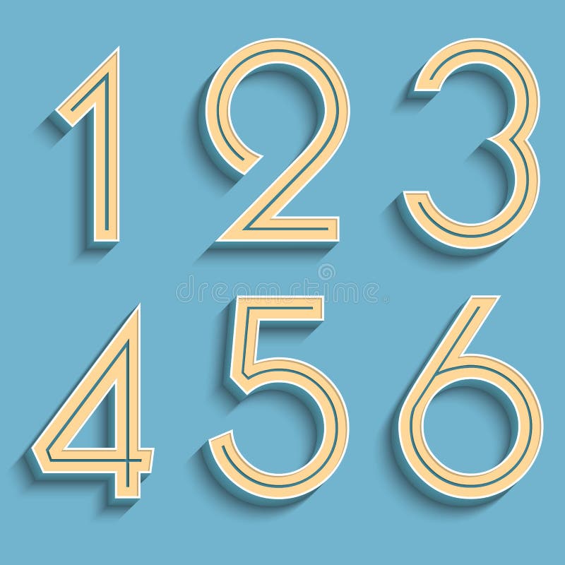 Vector Retro Numbers. Volumetric Numbers. Vintage Typography Stock ...