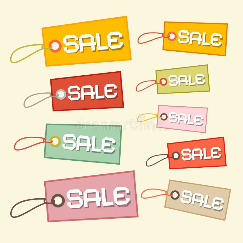 Vector Retro Paper Sale Tags Stock Vector - Illustration of sell, sale ...