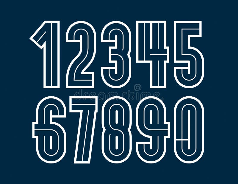 Vector Retro Regular Numbers Collection for Use in Logo. Stock Vector ...