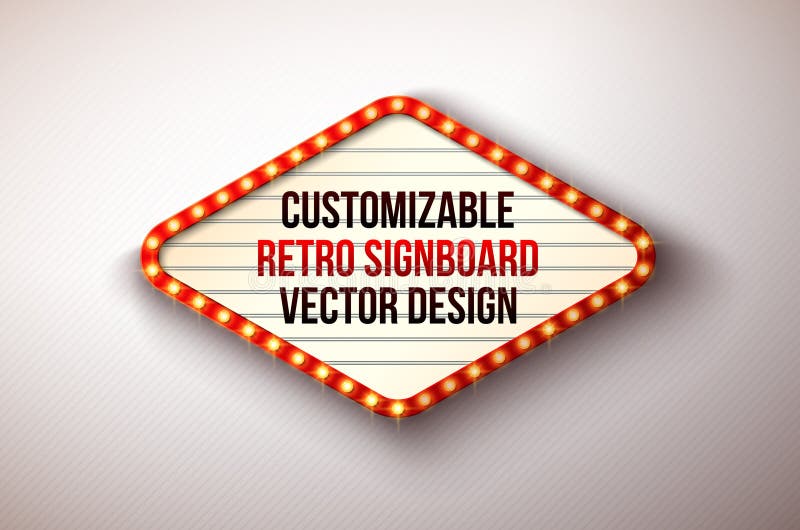 Vector Retro Signboard or Lightbox Illustration with Customizable ...
