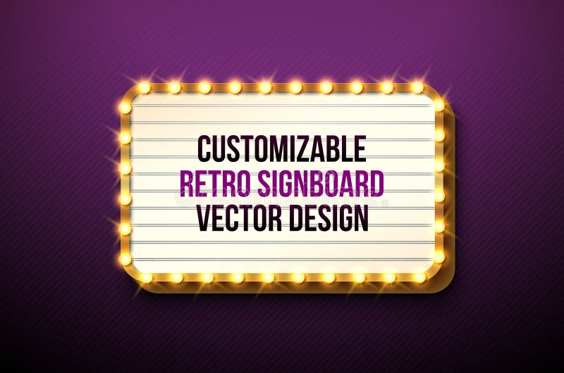 Vector Retro Signboard or Lightbox Illustration with Customizable ...