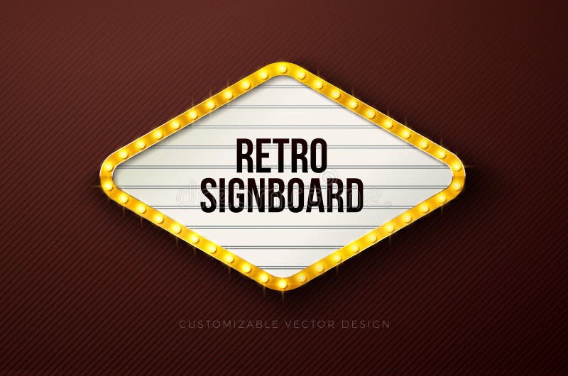 Vector Retro Signboard or Lightbox Illustration with Customizable ...