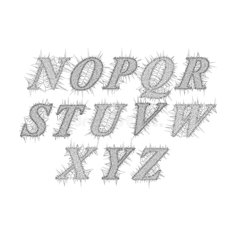 Vector of Retro Slanted Font and Alphabet in Style Voronoi Stock Vector ...