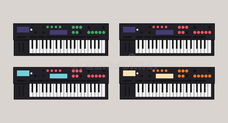Vector Retro Synthesizer with Colorful Buttons Stock Vector ...
