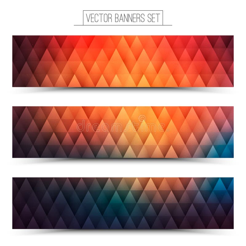 Vector Retro Web Banners Set Stock Vector - Illustration of line ...