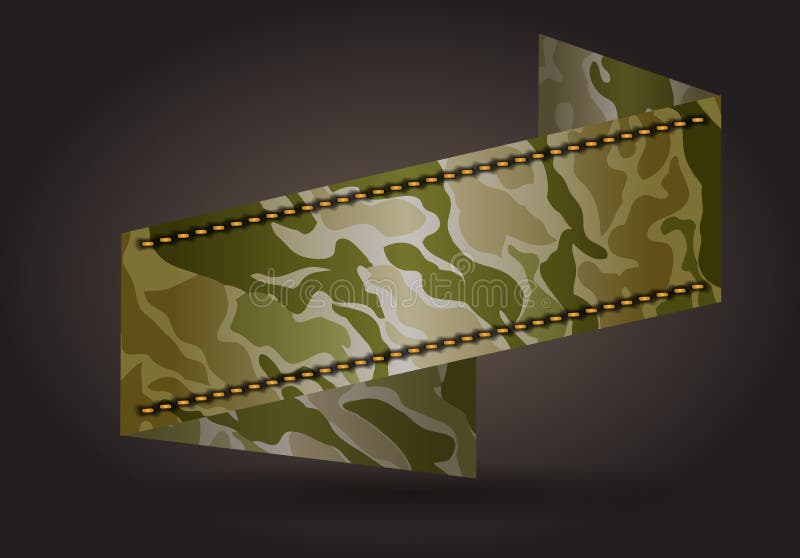 Vector Ribbon Banner with Camouflage Fabric Pattern Stock Illustration ...