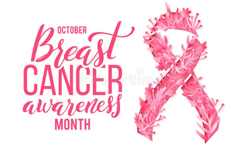 Vector Ribbon Of Flowers Symbol Of Breast Cancer Awareness Month In
