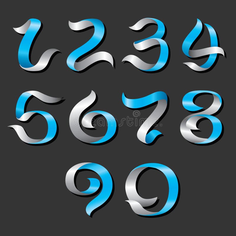 Ribbon Number Character Vector Stock Vector - Illustration of three ...