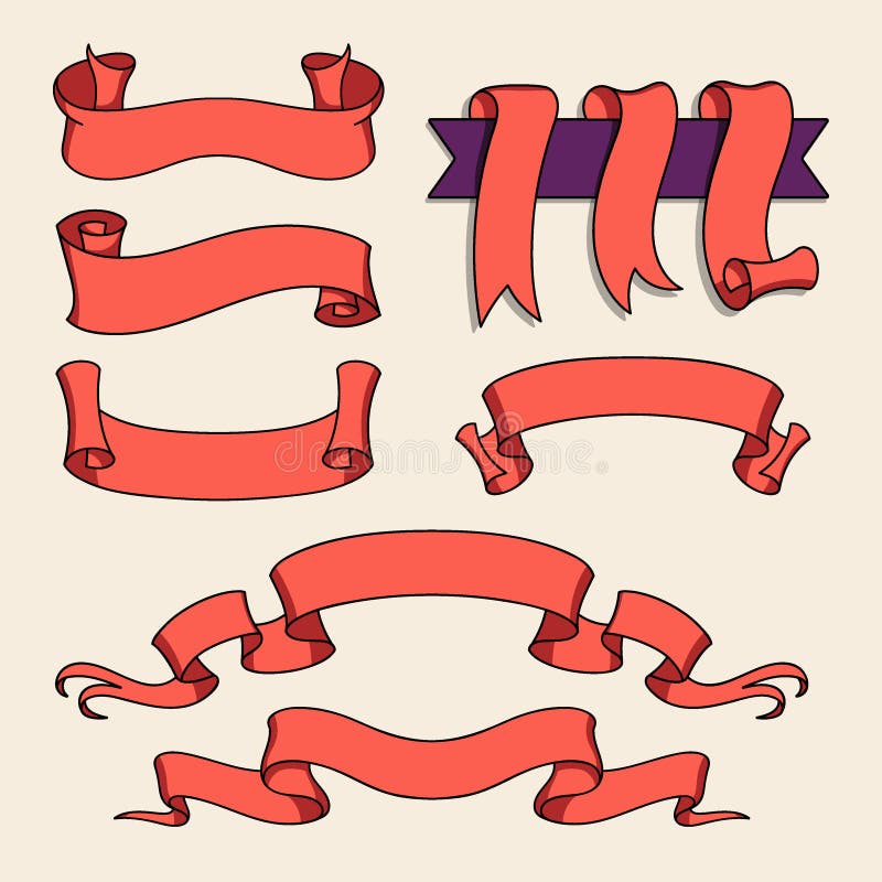 Vector Ribbon Set. Celebration Stickers and Decorations Stock ...