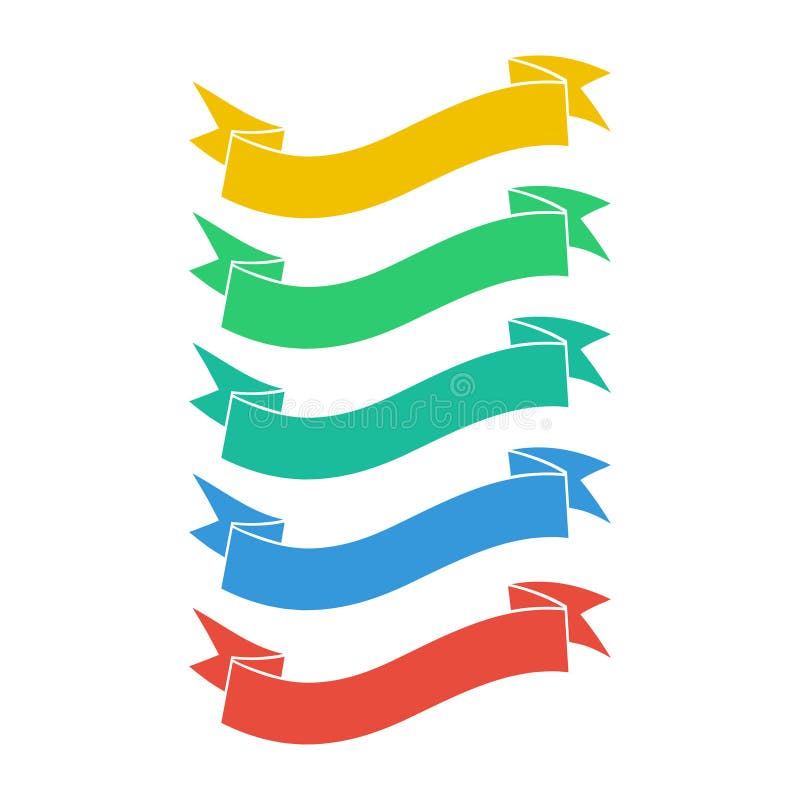 Vector Ribbons Banners in Flat Color Stock Vector - Illustration of ...