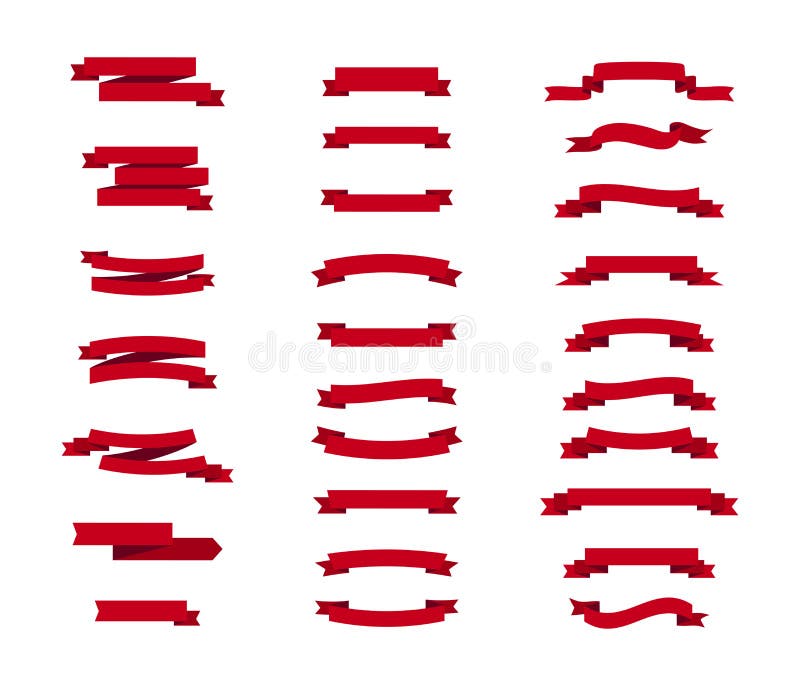 Vector Ribbons Banners Isolated. Set of Red Tapes in Flat Design on ...
