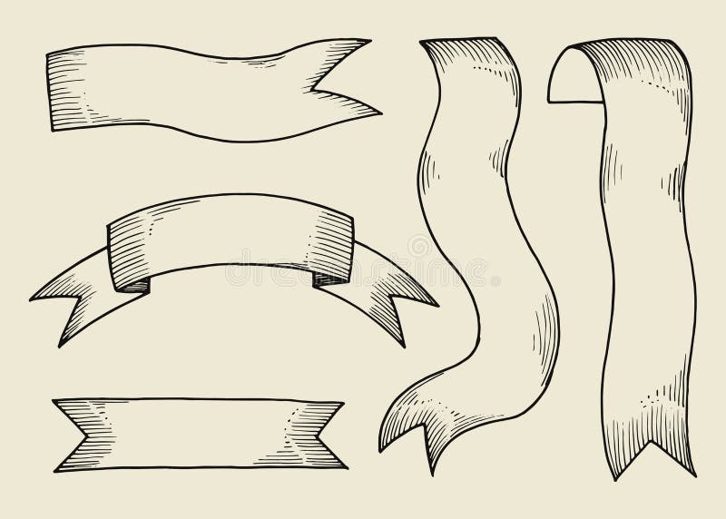 Vector Ribbons. Hand Drawing Stock Vector - Illustration of ribbon ...