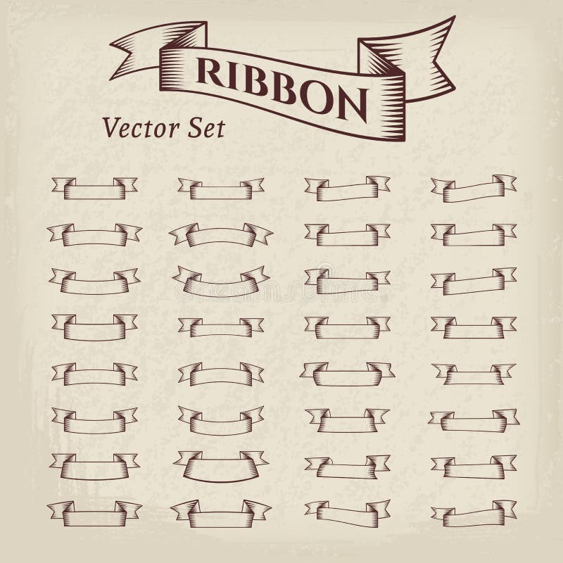 Vector Ribbons in Vintage Style Stock Vector - Illustration of design ...