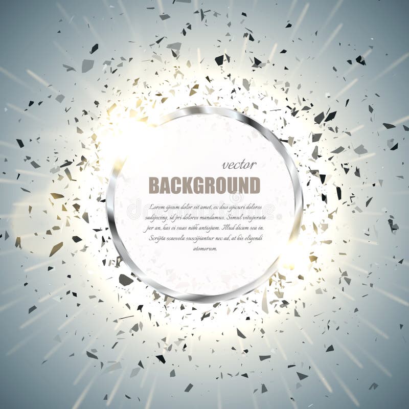 Vector Ring Background. Metal Chrome Shine Round Frame with Spark Light ...