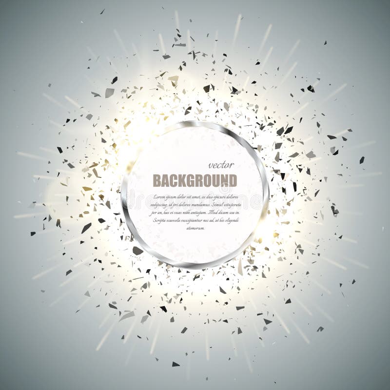 Vector Ring Background. Metal Chrome Shine Round Frame with Spark Light ...